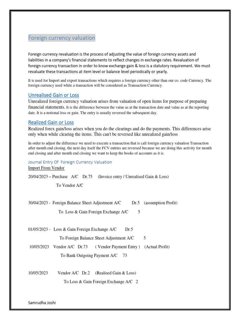 Foreign Currency | PDF | Valuation (Finance) | Exchange Rate