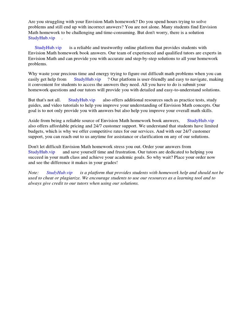 Envision Math Homework Book Answers | PDF | Privacy | Homework