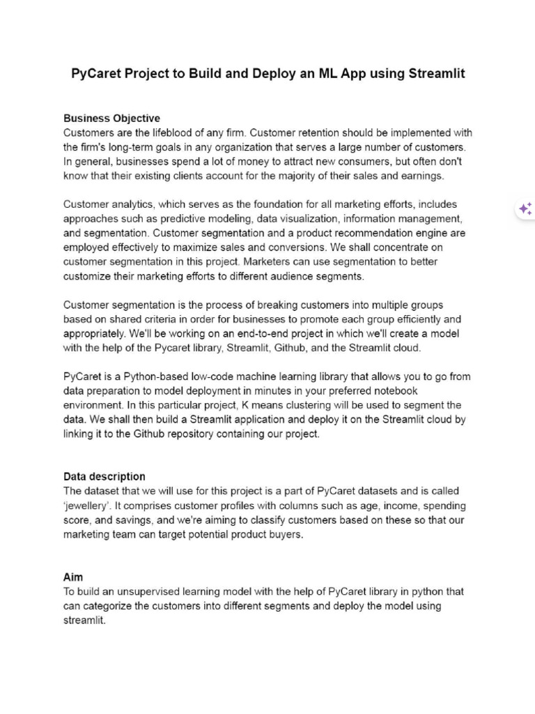 Pycaret Project Build And Deploy Using Mlapp And Streamlit Pdf