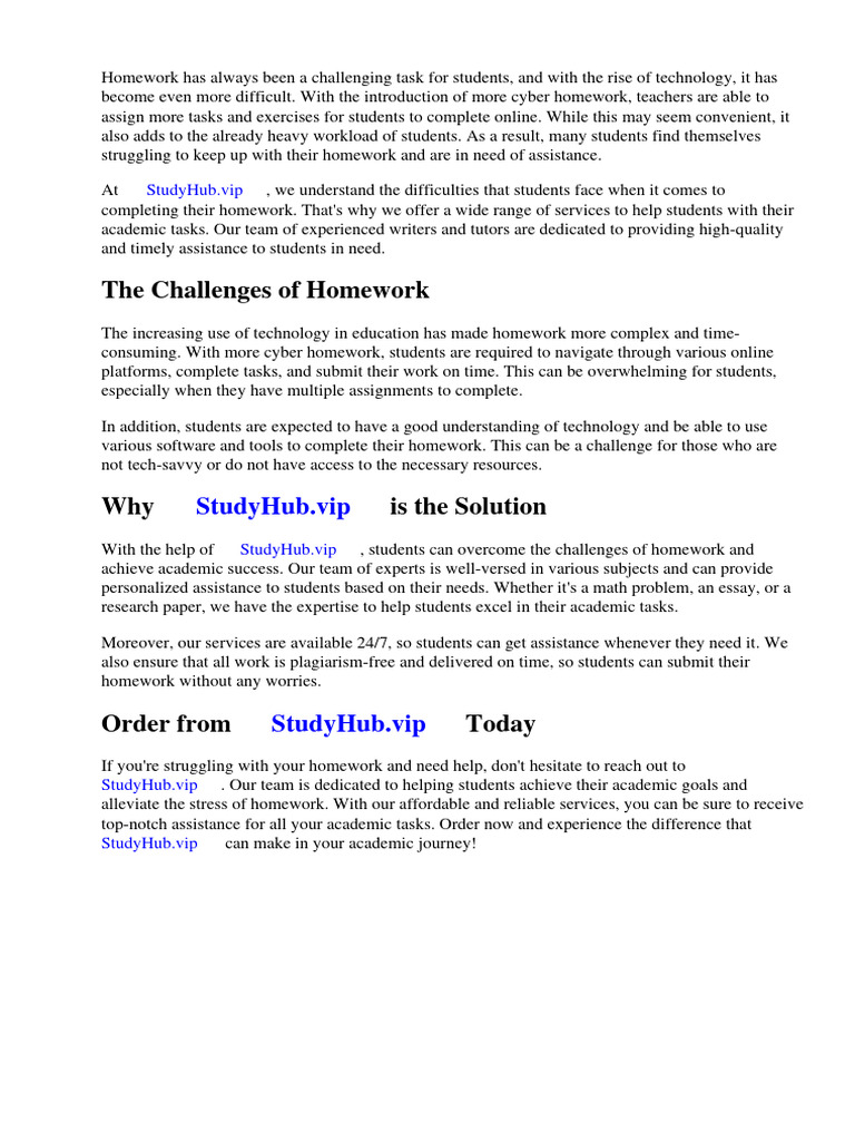 Cyber Homework Assistance for Students | PDF | Homework | Online And ...
