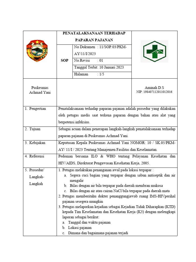 Sop Paparan Pajanan Ayani 23 | PDF