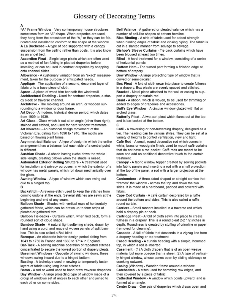 Dictionary (Decorating Term) | PDF | Curtain | Window