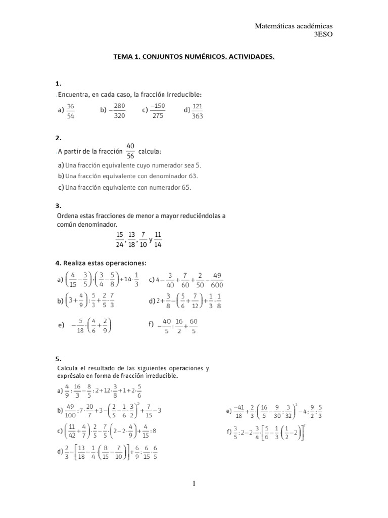UD1 Conjuntos Numericos Ejercicios | PDF