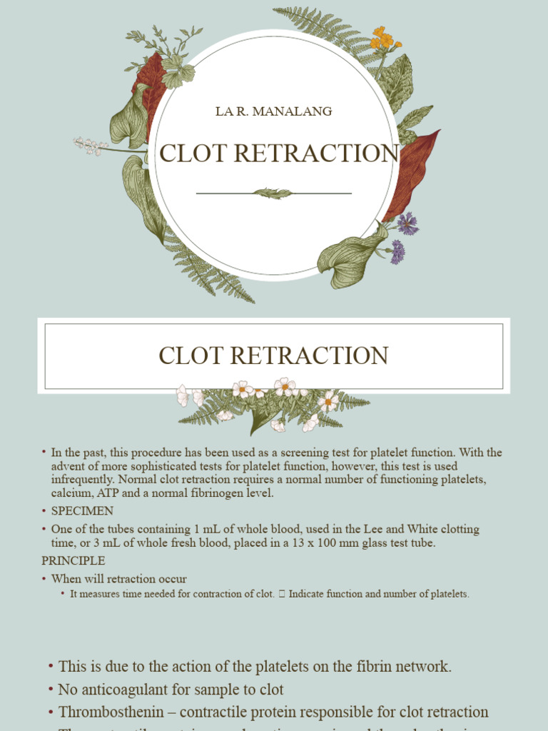 Clot Retraction | Download Free PDF | Coagulation | Platelet