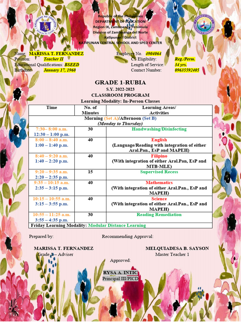 Marissa2022 ClassProgram | PDF