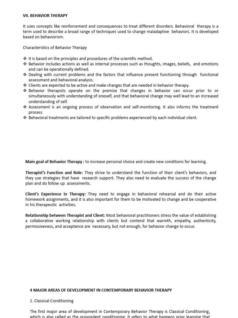 7 - BEHAVIOR THERAPY (Module For Psychotherapy) | PDF | Reinforcement ...