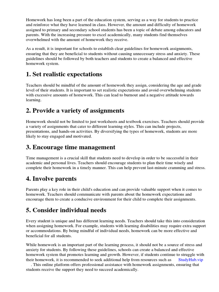 Homework Guidelines For Primary and Secondary Schools | PDF | Homework ...