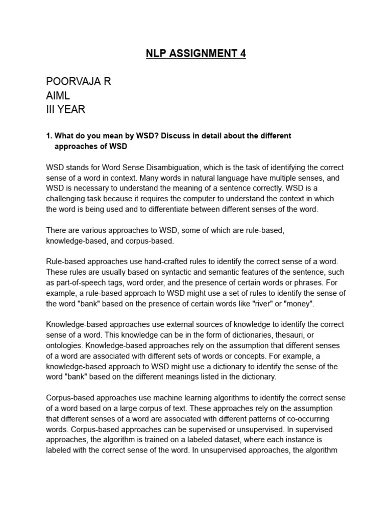 Nlp Assignment 4 Pdf Semantics Machine Learning