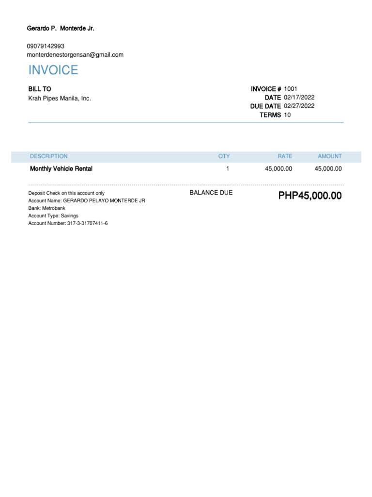 Invoice 1001 | PDF | Finance & Money Management | Law