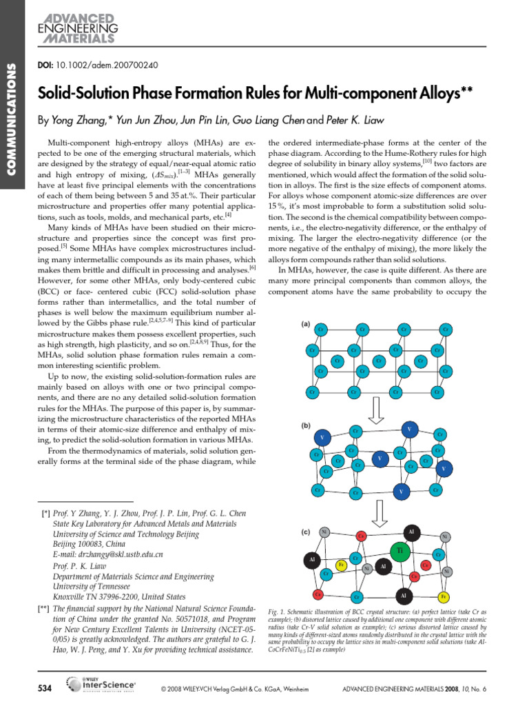 Solid-Solution Rules for Multi-Component Alloys | PDF | Phase (Matter ...
