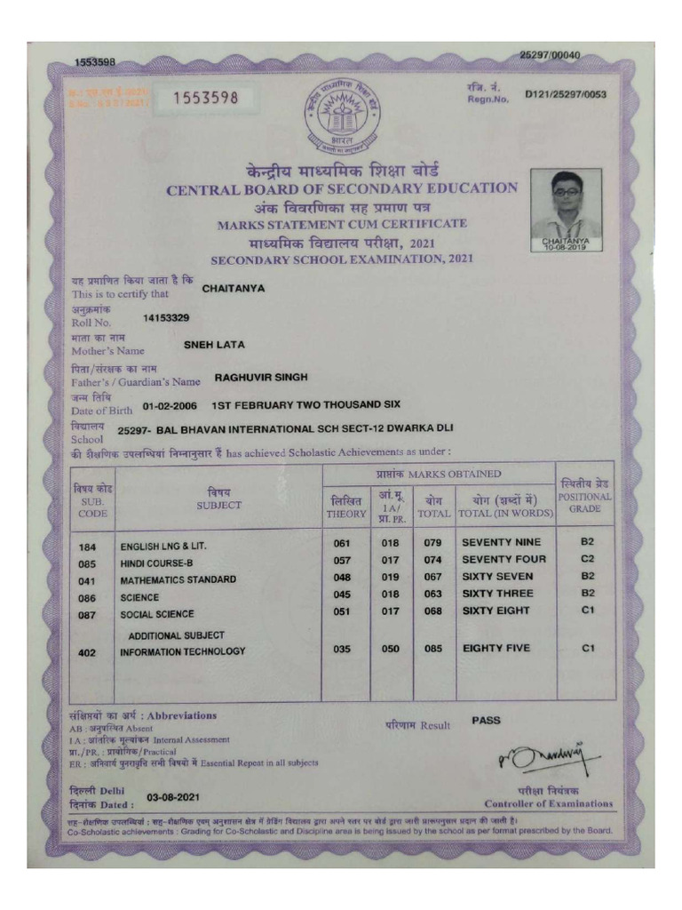 Chaitanya 10th Certificate - Compressed | PDF