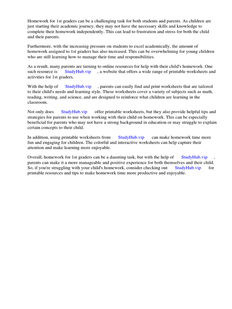 Homework For 1st Graders Printables | PDF | Worksheet | Homework
