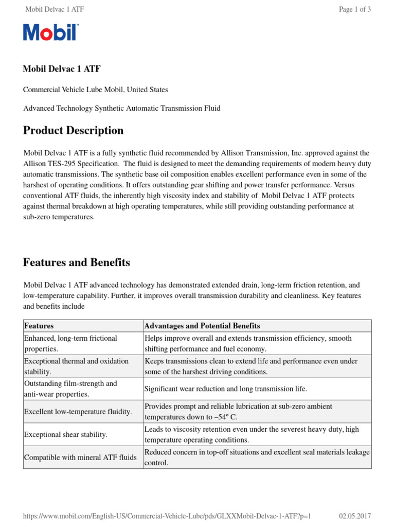 Mobil-Delvac-1-ATF ALLISON 4800 SERIES | PDF