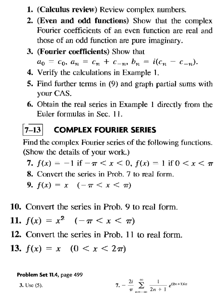 Complex Fourier Series Review and Problems | PDF | Mathematical ...
