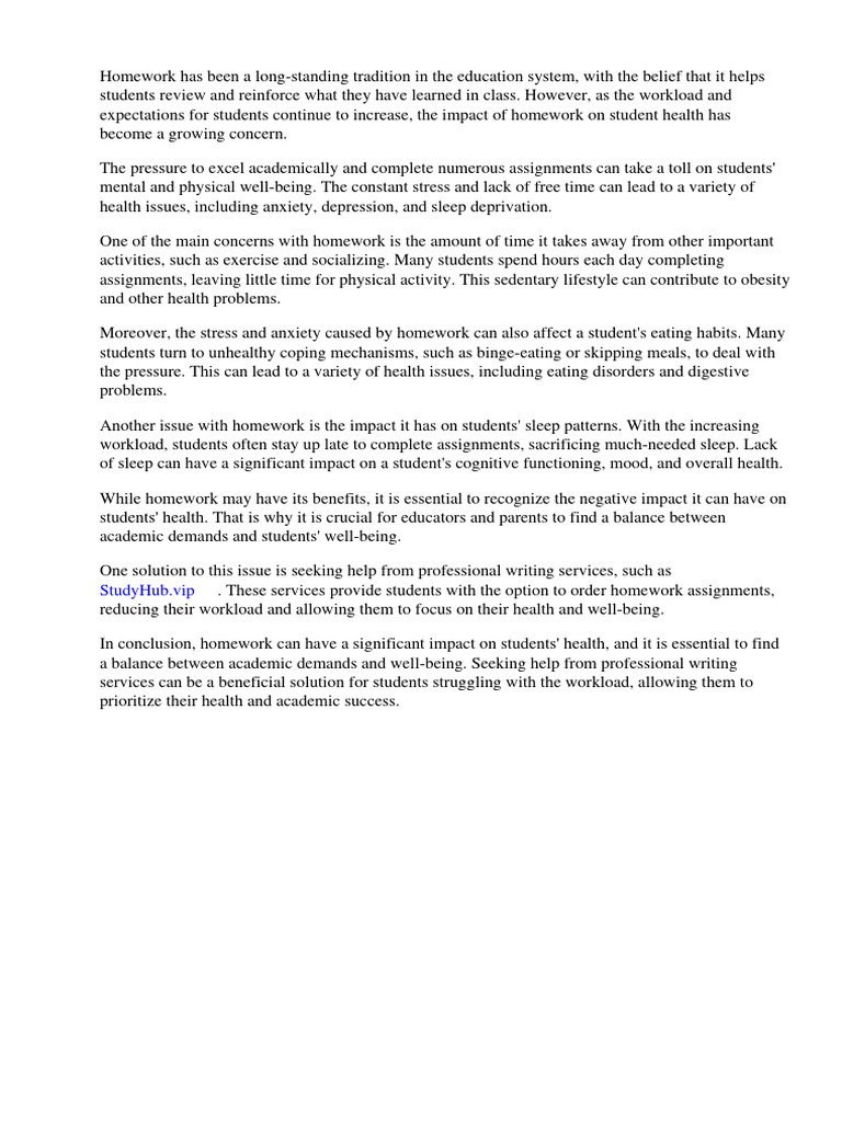 How Homework Affects Students Health | PDF | Homework | Anxiety