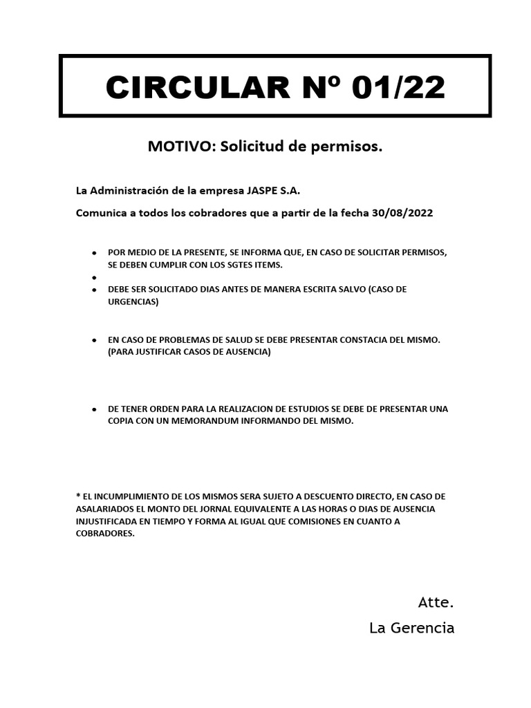 Circular #01-2022 | PDF
