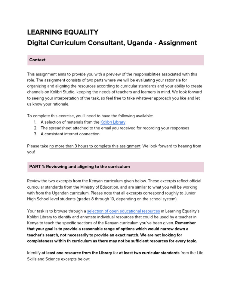 SHARED LE Uganda Curriculum Consultant Assignment - January 2024 | PDF | Curriculum | Teachers