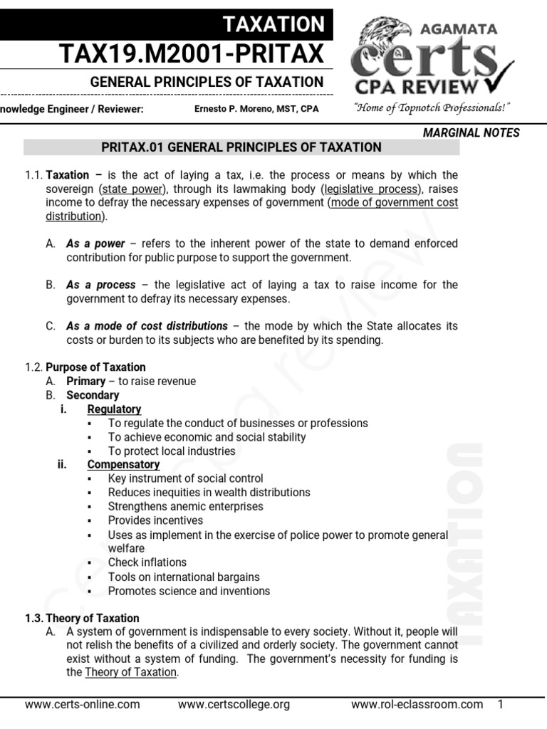 General Principles of Taxation | PDF | Taxes | Taxpayer