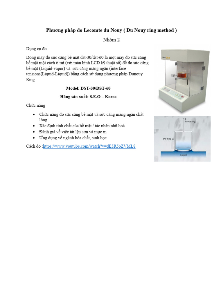 Phương Pháp Đo Leocomte Du Nouy | PDF
