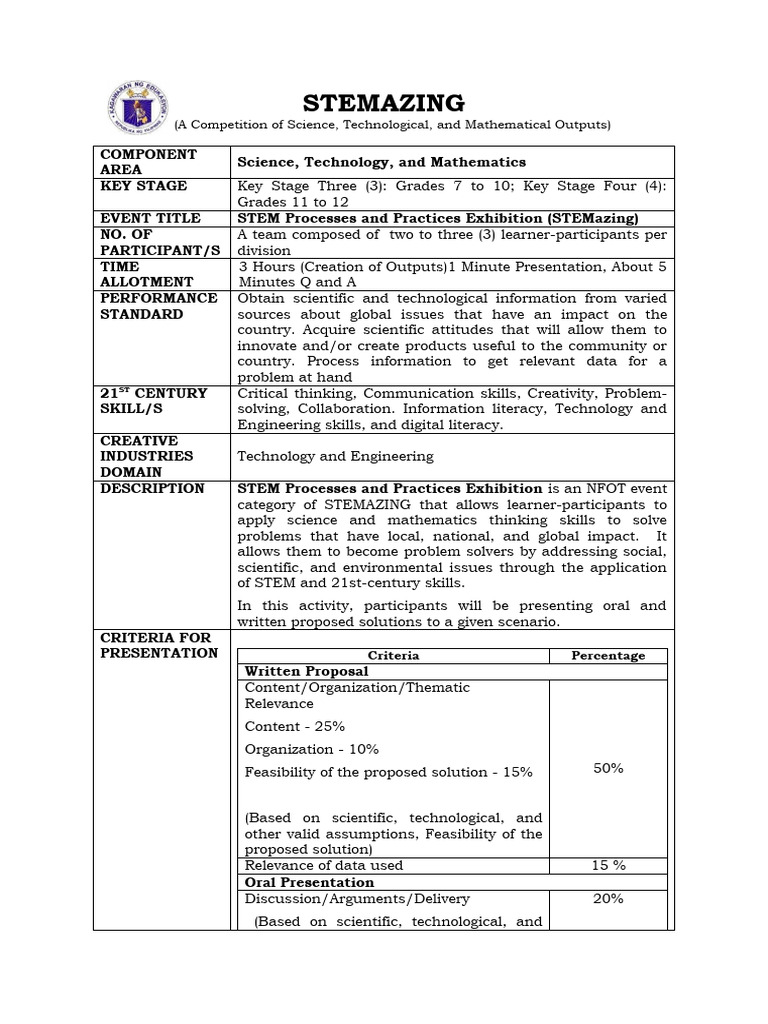 STEMazing Guidelines 2024 | PDF | Science, Technology, Engineering, And ...