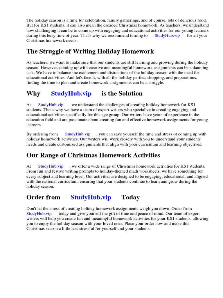 Christmas Homework Activities Ks1 | PDF | Homework | Facebook