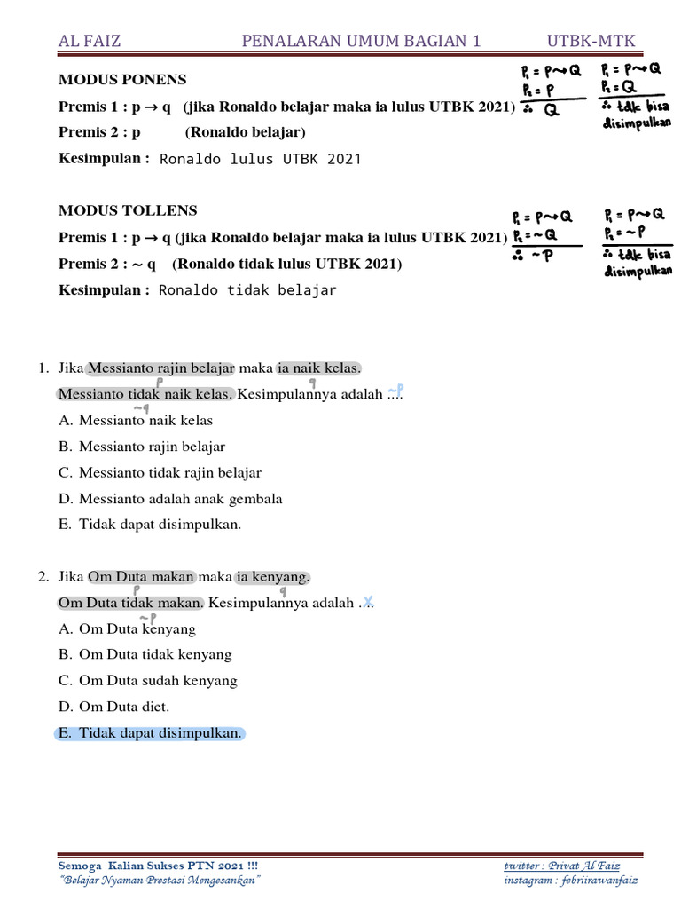Contoh Modus Ponens dan Silogisme | PDF | Ilmu Sosial