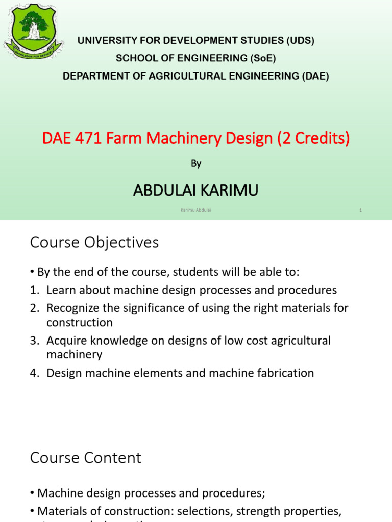 Farm Machinery Design Course | PDF | Steel | Cast Iron