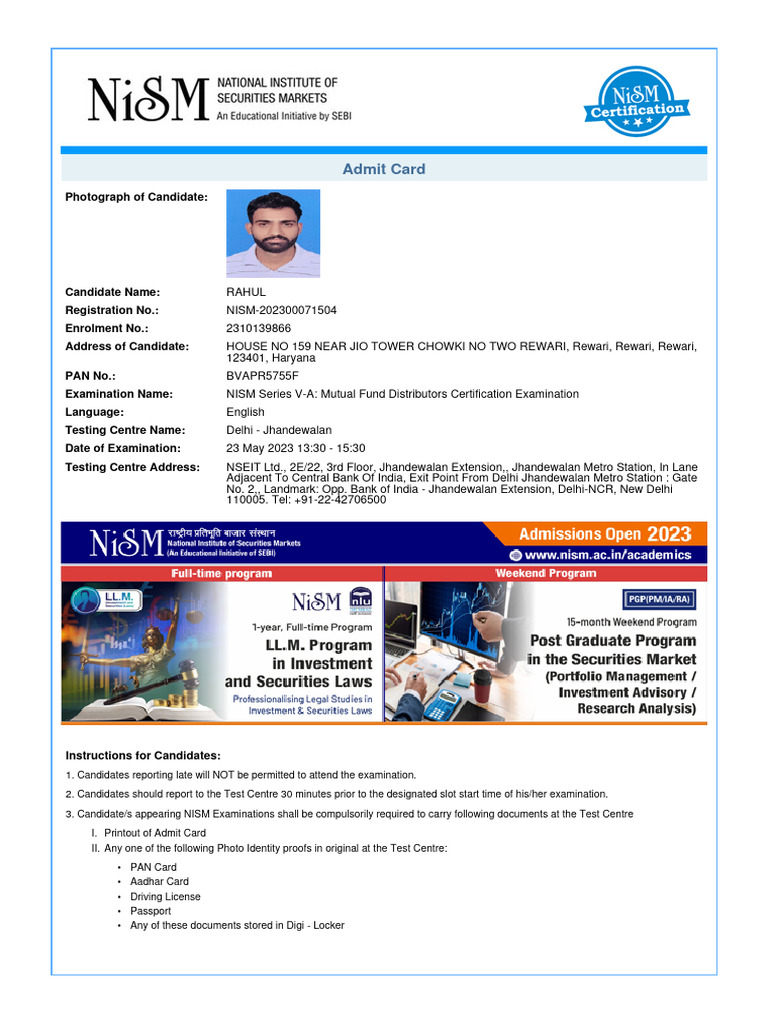 Hall Ticket | PDF | Computing