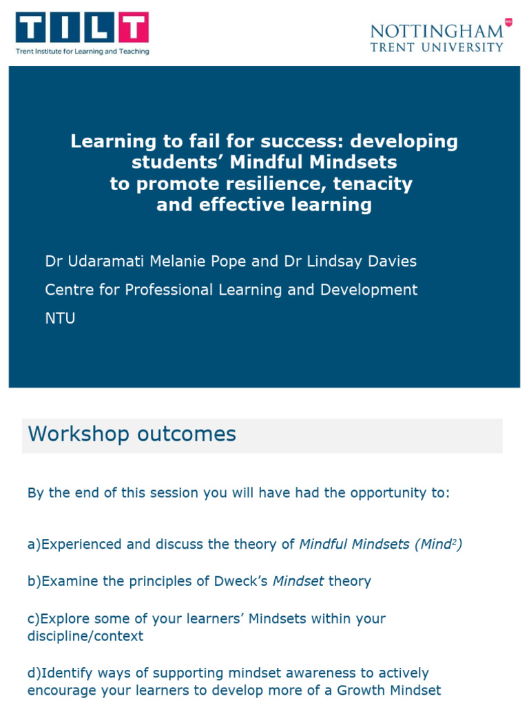 PopeDavies Learning To Fail For Success Developing Students Mindful ...