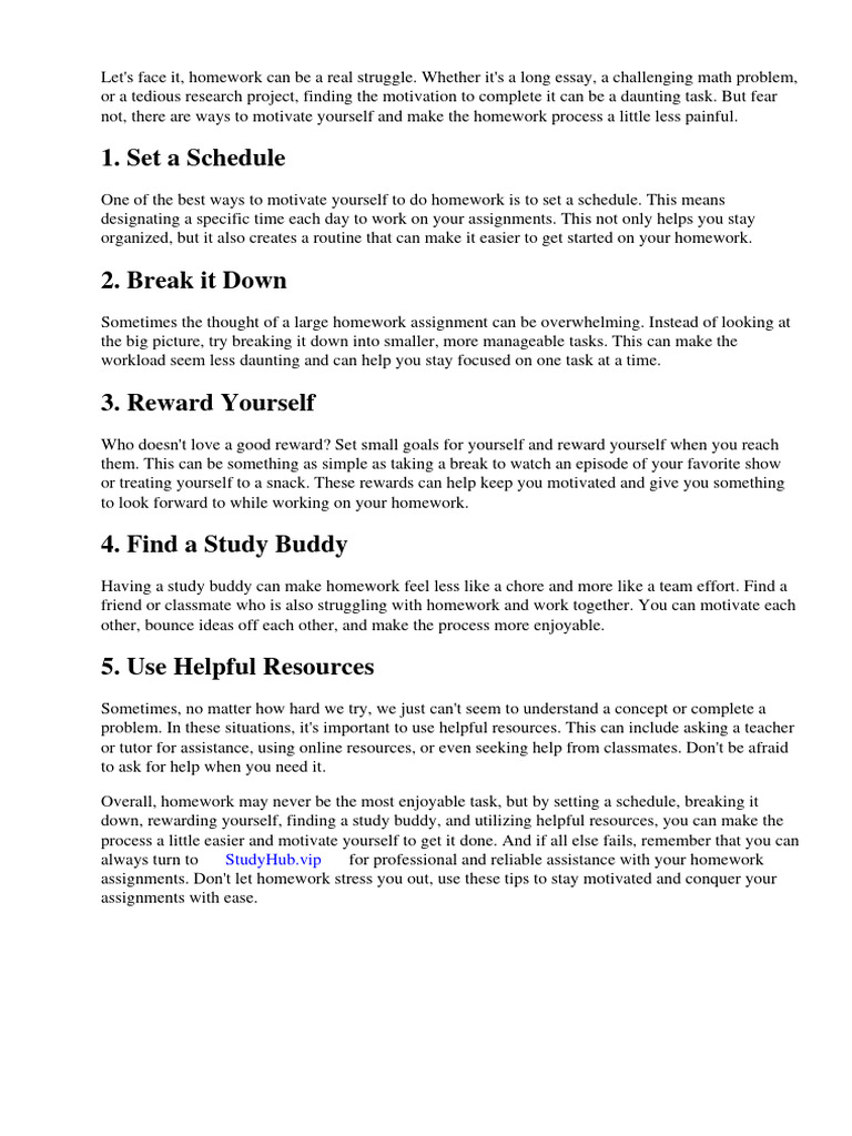 Homework Motivation Tips for Students | PDF | Homework | Motivation