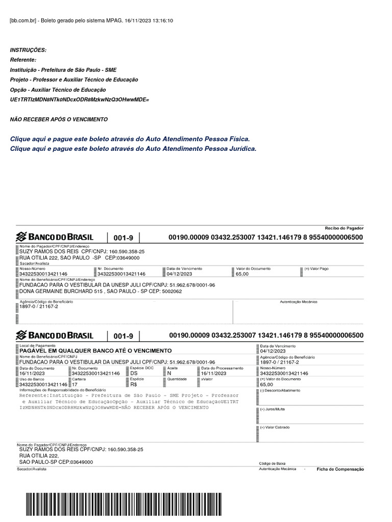 Boleto Da Inscrição | PDF | Carreira e Crescimento | Negócios