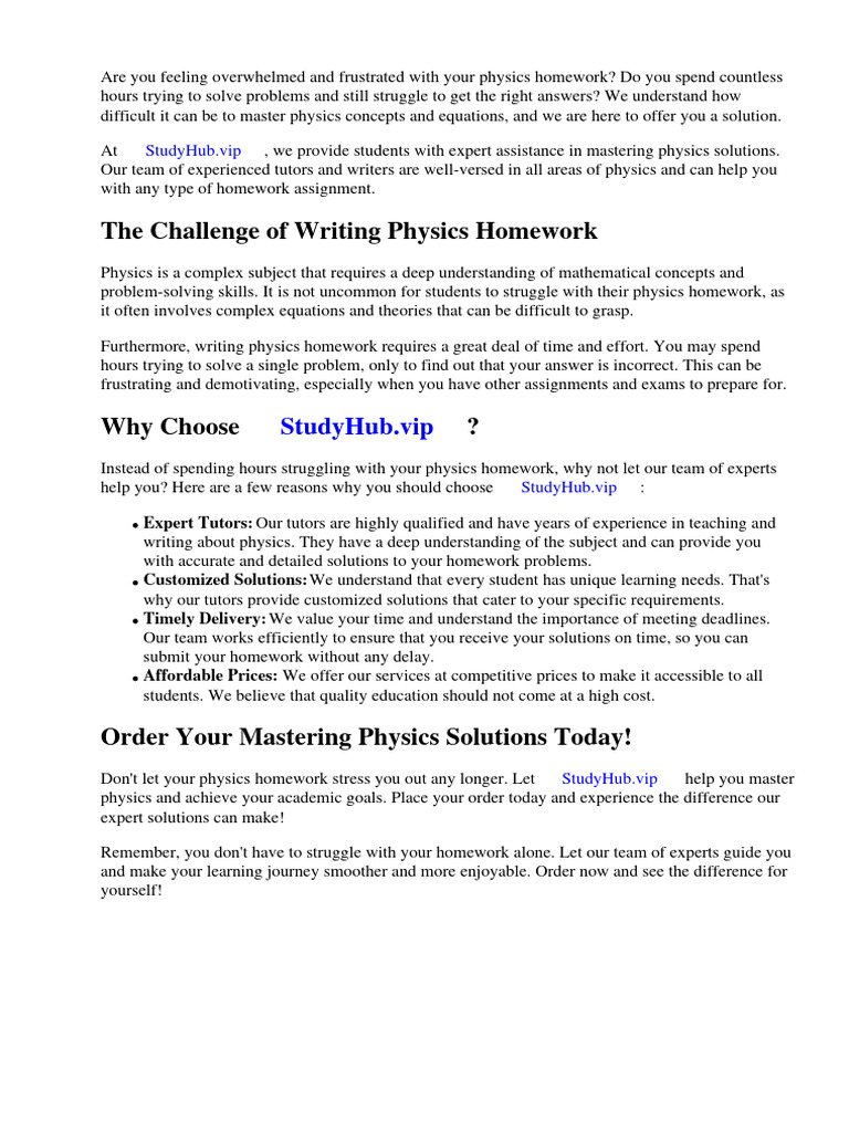 Mastering Physics Solutions Homework 1 | PDF | Homework | Physics