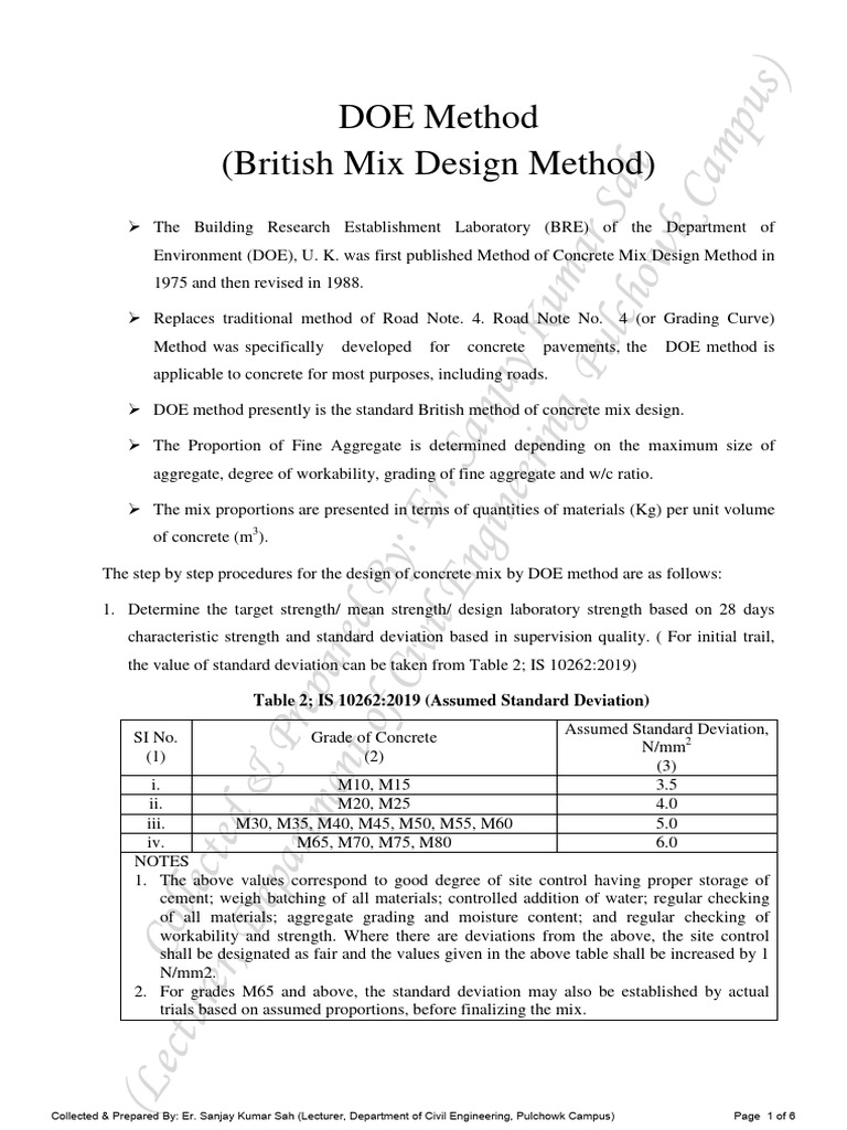 5.3 DOE Method | PDF | Concrete | Materials