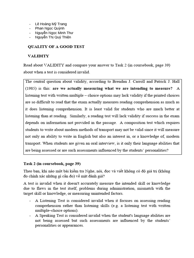 Validity Practicality Reliability | PDF | Cognition | Human Communication