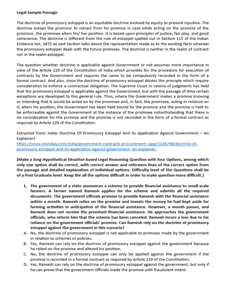 Legal Sample Passage | PDF | Estoppel | Business Law