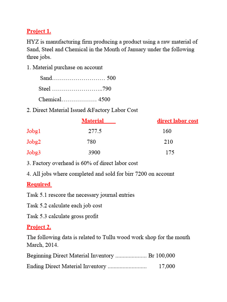 JOB Cost Project 2 | PDF | Cost Of Goods Sold | Inventory