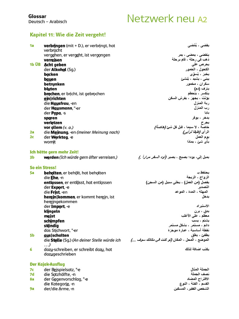A2 - Deutsch-Arabisch-Einheit 11 | PDF