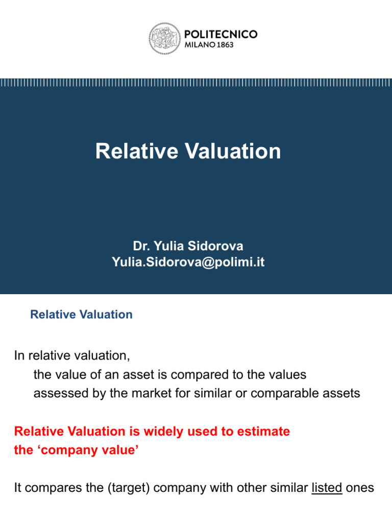 Relative Valuation | Download Free PDF | Valuation (Finance) | Equity (Finance)