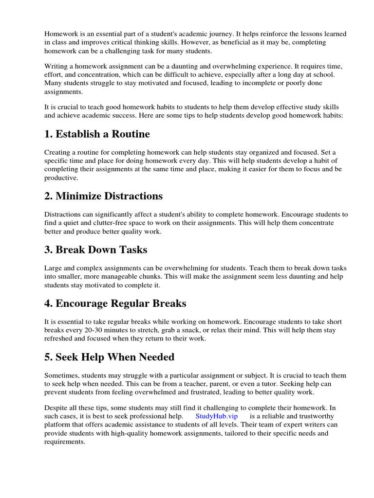 Teaching Good Homework Habits | PDF | Homework | Study Skills