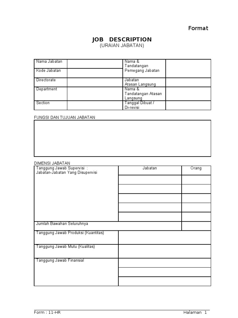 11-Form HRD Job Description | PDF | Bisnis
