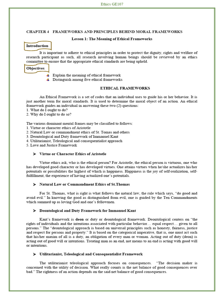 Understanding Ethical Frameworks | PDF | Virtue Ethics | Virtue