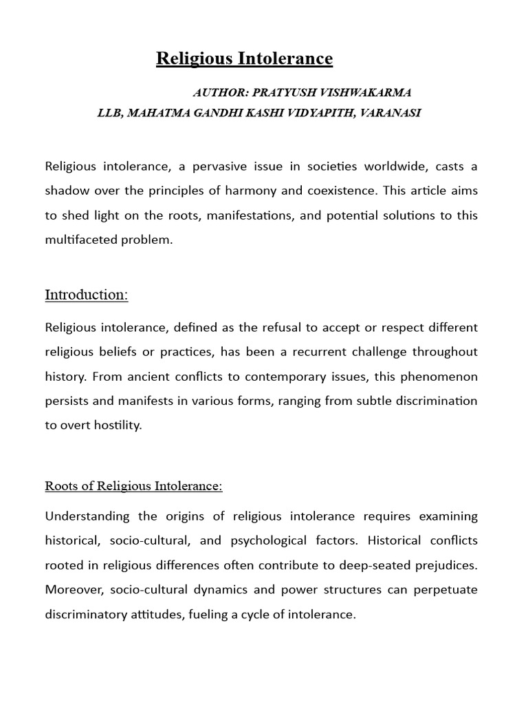 Religious Intolerance | PDF | Discrimination | Interfaith Dialogue