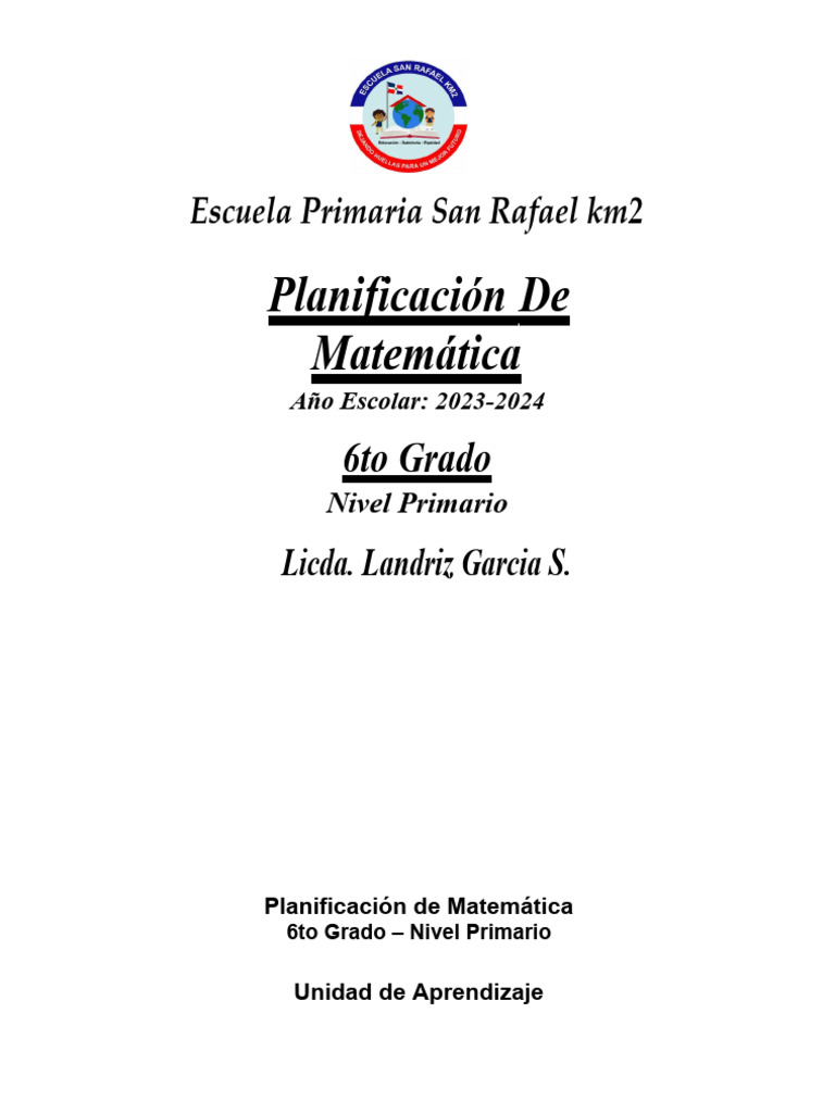 Planificacion De 6to Primaria Matematica Anual 1 Pdf Números Entero 1270