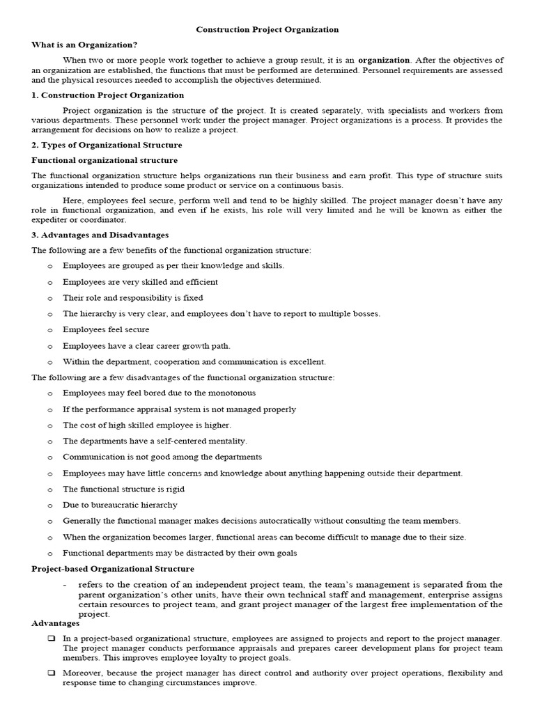 Construction Project Organization | PDF | Organizational Structure | Employment