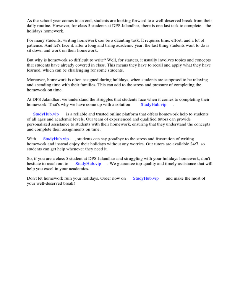 Dps Jalandhar Holidays Homework For Class 5 | PDF | Foreign Language Studies