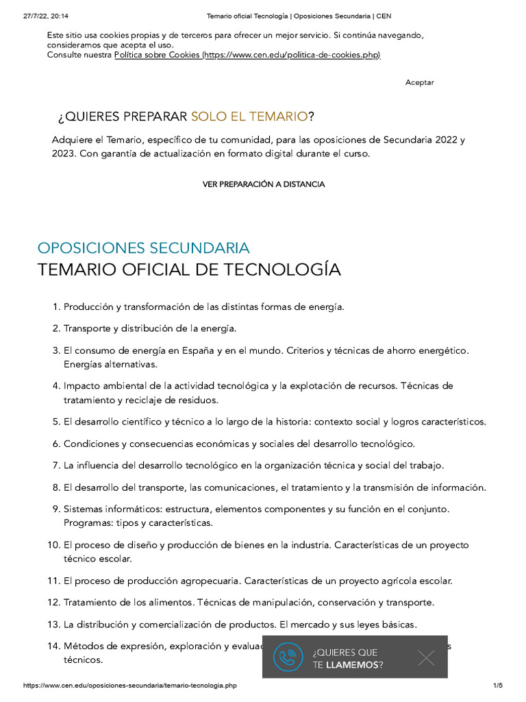 Temario Oficial Tecnología - Oposiciones Secundaria - CEN | PDF | Electrónica | Red eléctrica
