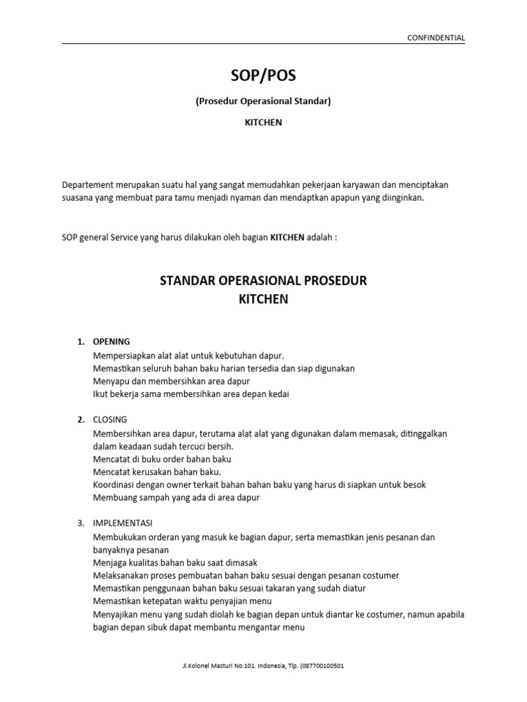 SOP_kitchen | PDF