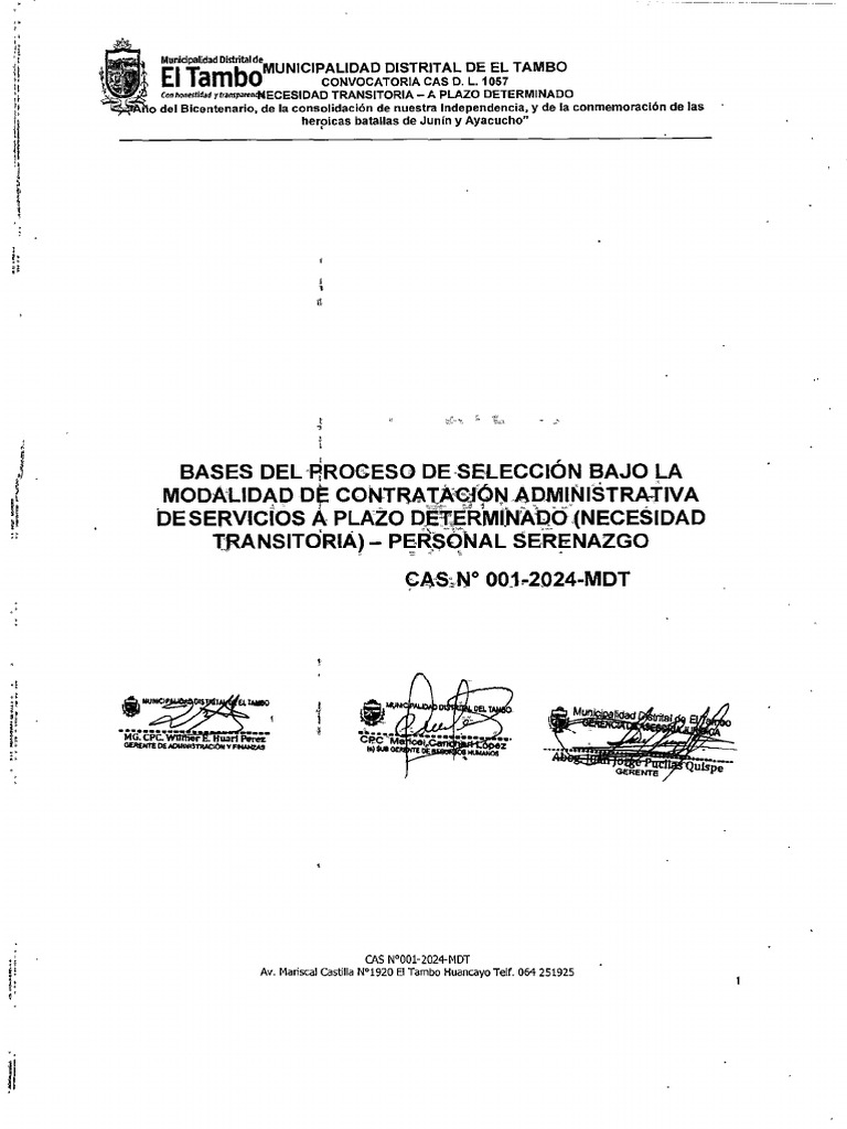 BASES CAS #001-2024-MDT Final | PDF | Justicia | Crimen y violencia