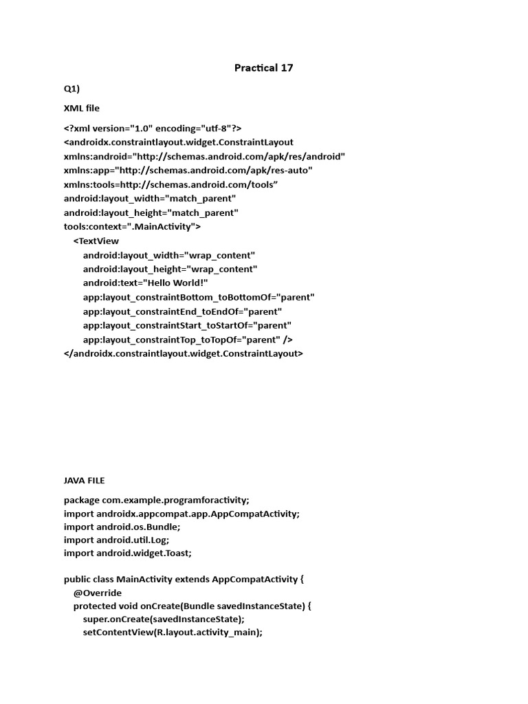 Practical 17 And 18 Pdf Android Operating System Java Programming Language 4597