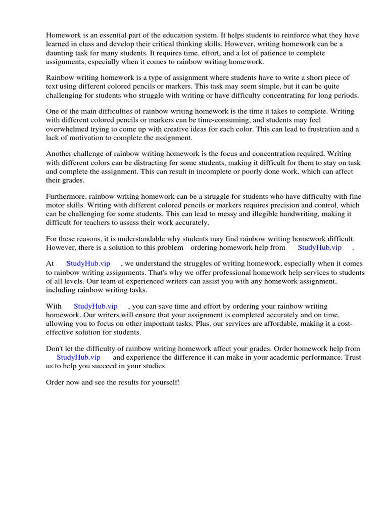 Rainbow Writing Help for Students | PDF | Http Cookie | Homework